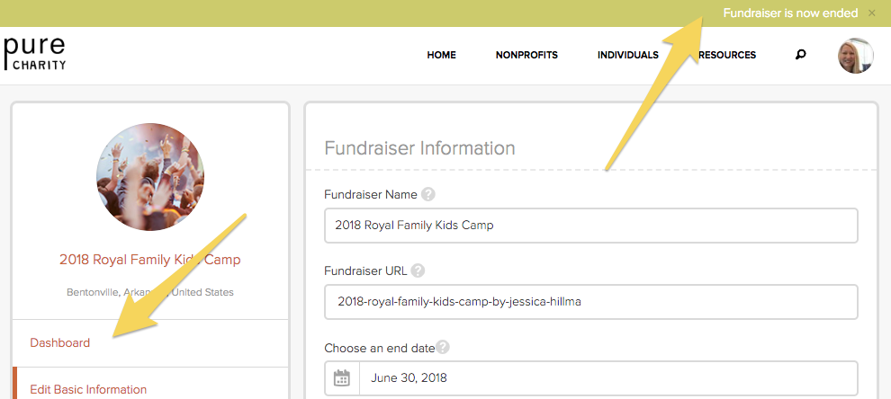 How do I End or Pause a Fundraiser? – PURE CHARITY